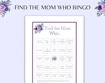 Find the Guest Bingo| Find the Mom Who Bingo| Mother's Day Bingo ...