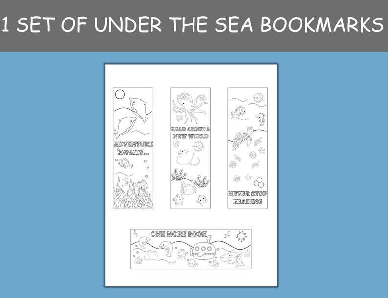 Color Your Own Bookmarks| Ocean Animal Bookmarks Printable| Cute Animal ...