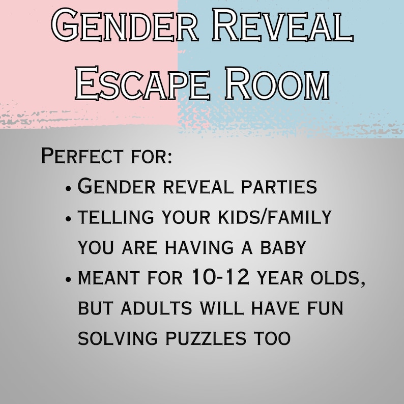 Gender Reveal Escape Room Printable Escape Room for Kids - Etsy