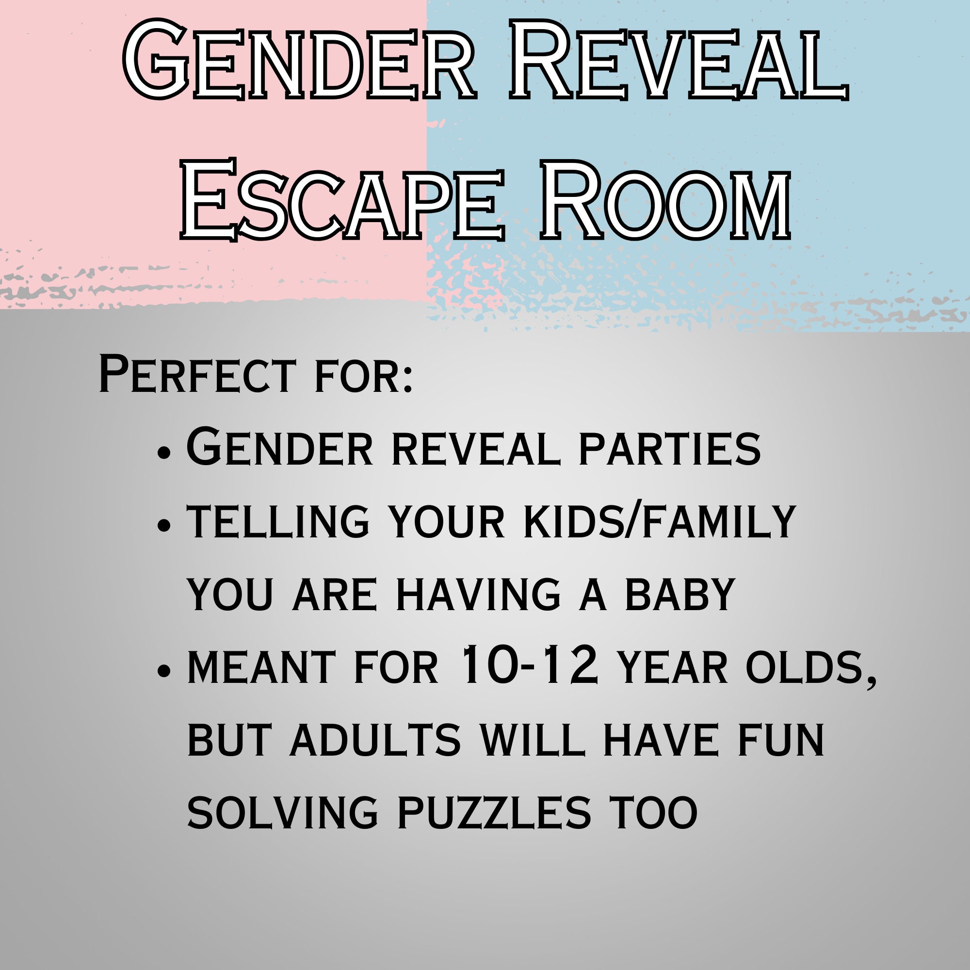 Gender Reveal Escape Room Printable Escape Room for Kids Gender Reveal ...