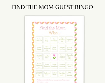 Find the Guest Bingo Find the Mom Who Bingo Mother's Day Bingo Mother's ...