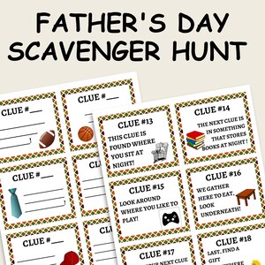 Father's Day Scavenger Hunt Father's Day Treasure Hunt Father's Day ...