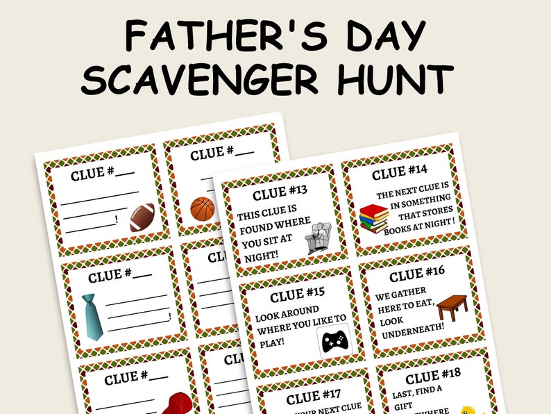 Father's Day Scavenger Hunt Father's Day Treasure - Etsy
