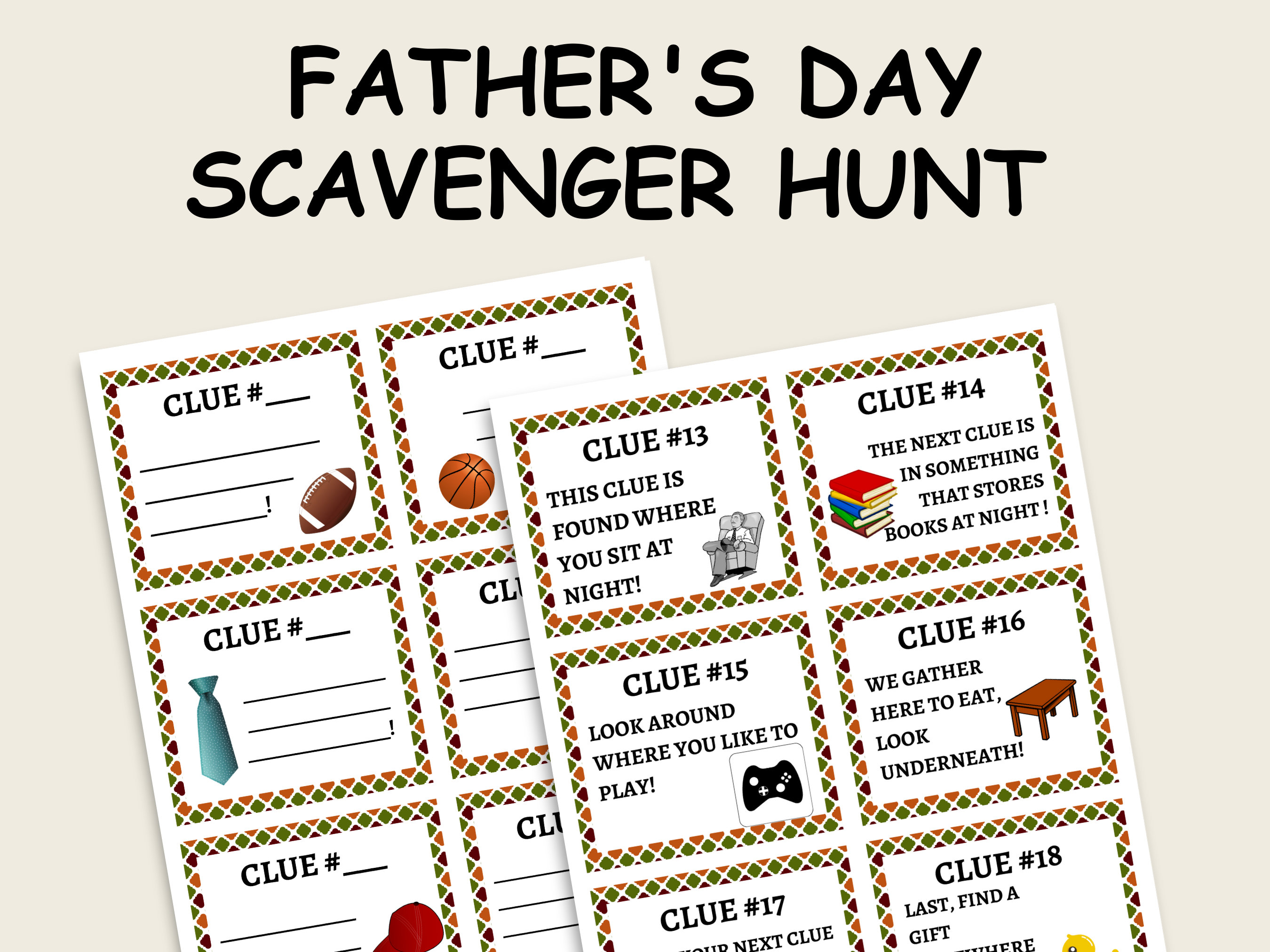 Father's Day Scavenger Hunt Father's Day Treasure Hunt Father's Day ...