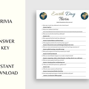 Earth Day Activities| Earth Day Trivia Game| Earth Day Trivia Printable ...