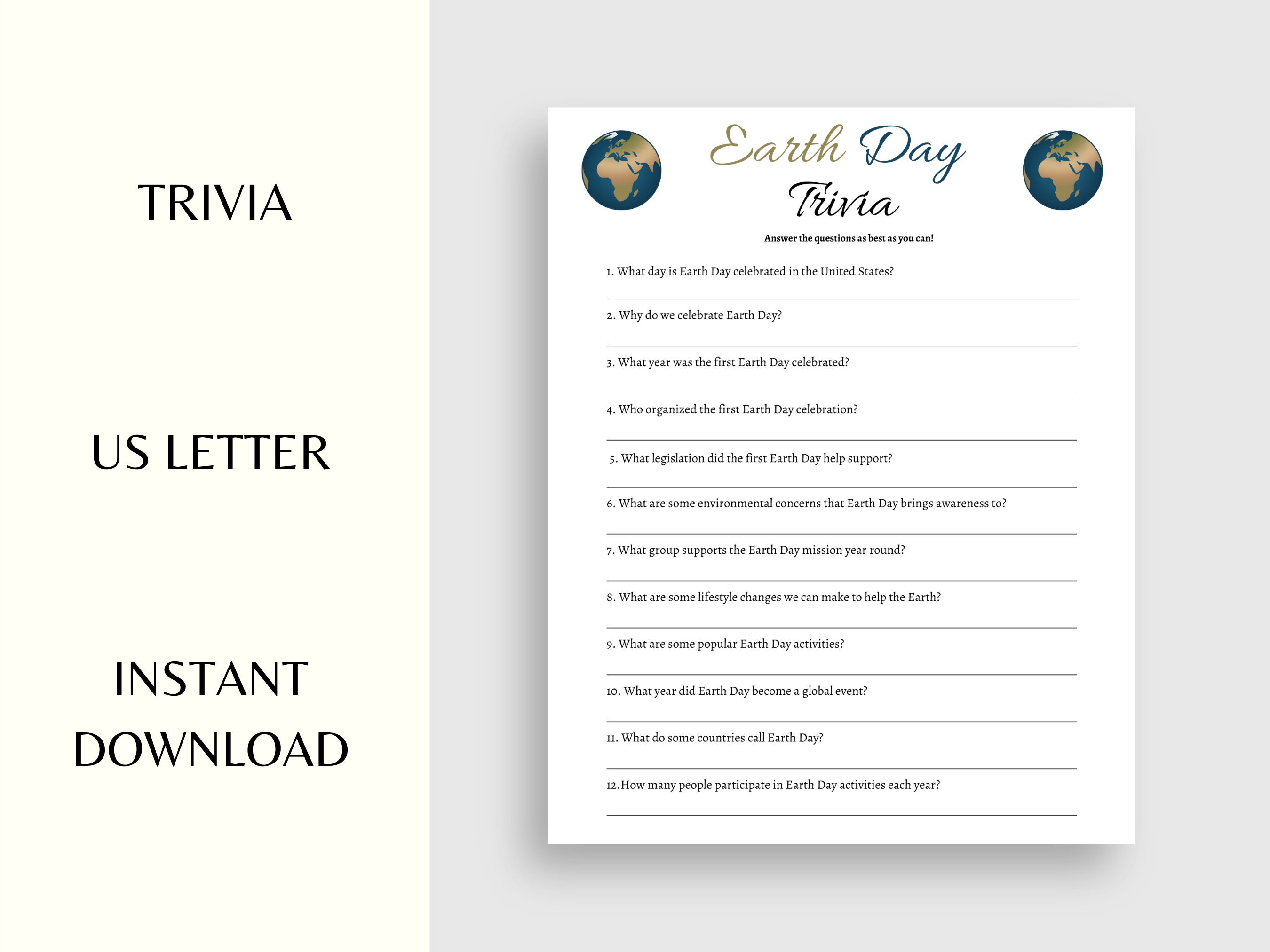 Earth Day Activities| Earth Day Trivia Game| Earth Day Trivia Printable ...