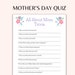 Mother's Day Trivia| All About Mom Quiz| Mother's Day Game for Families ...