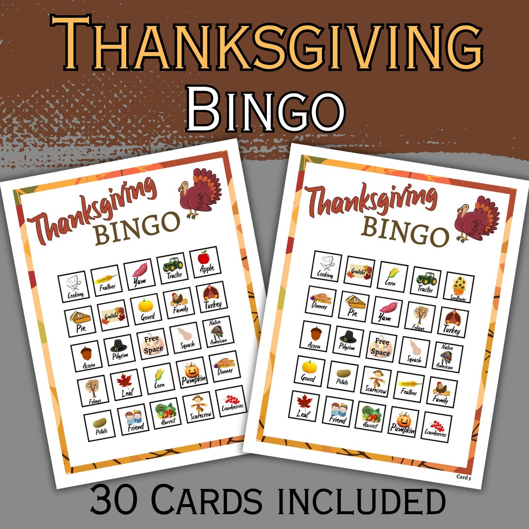 Thanksgiving Bingo Fall Bingo Printable Thanksgiving Games for Adults ...
