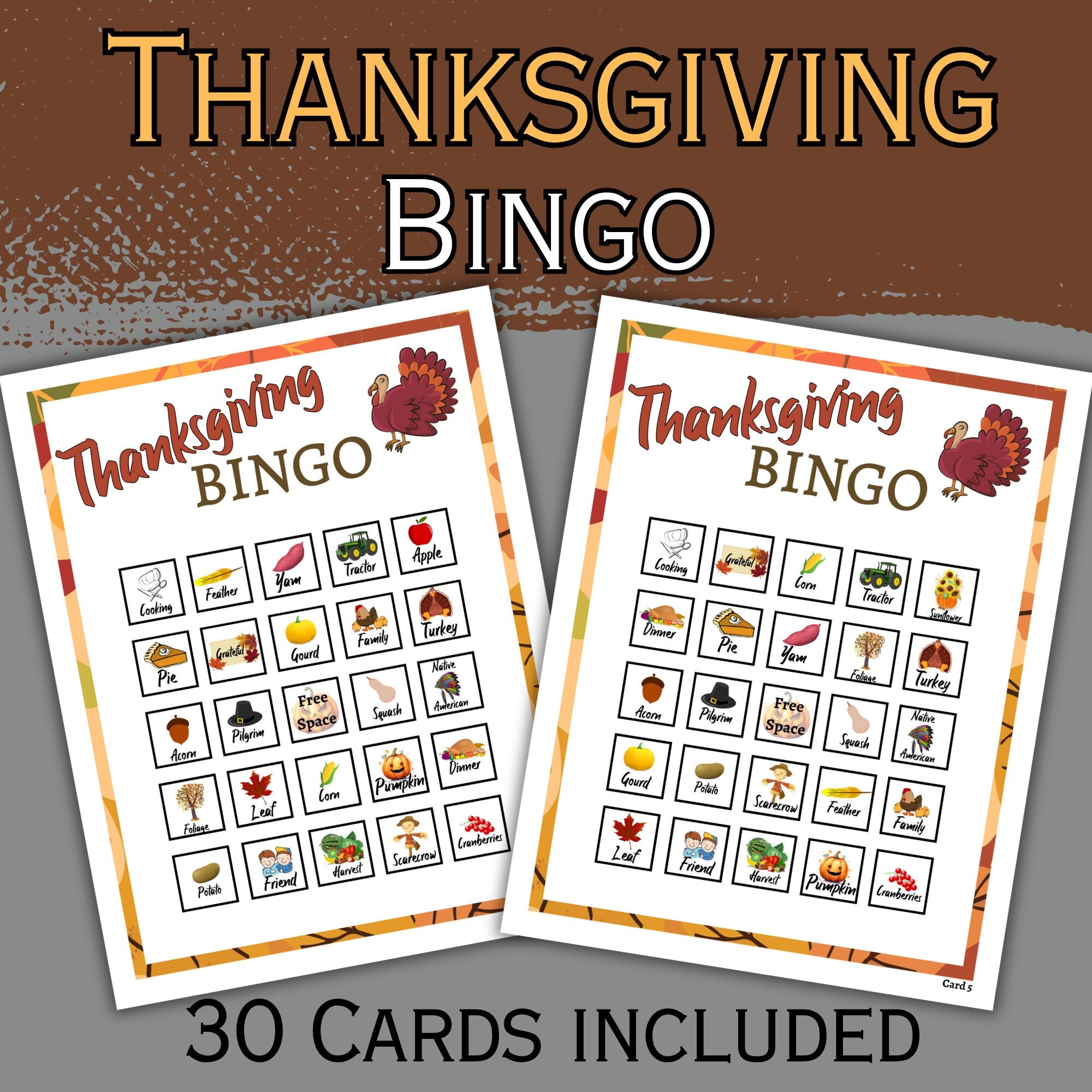 Thanksgiving Bingo Fall Bingo Printable Thanksgiving Games for Adults ...