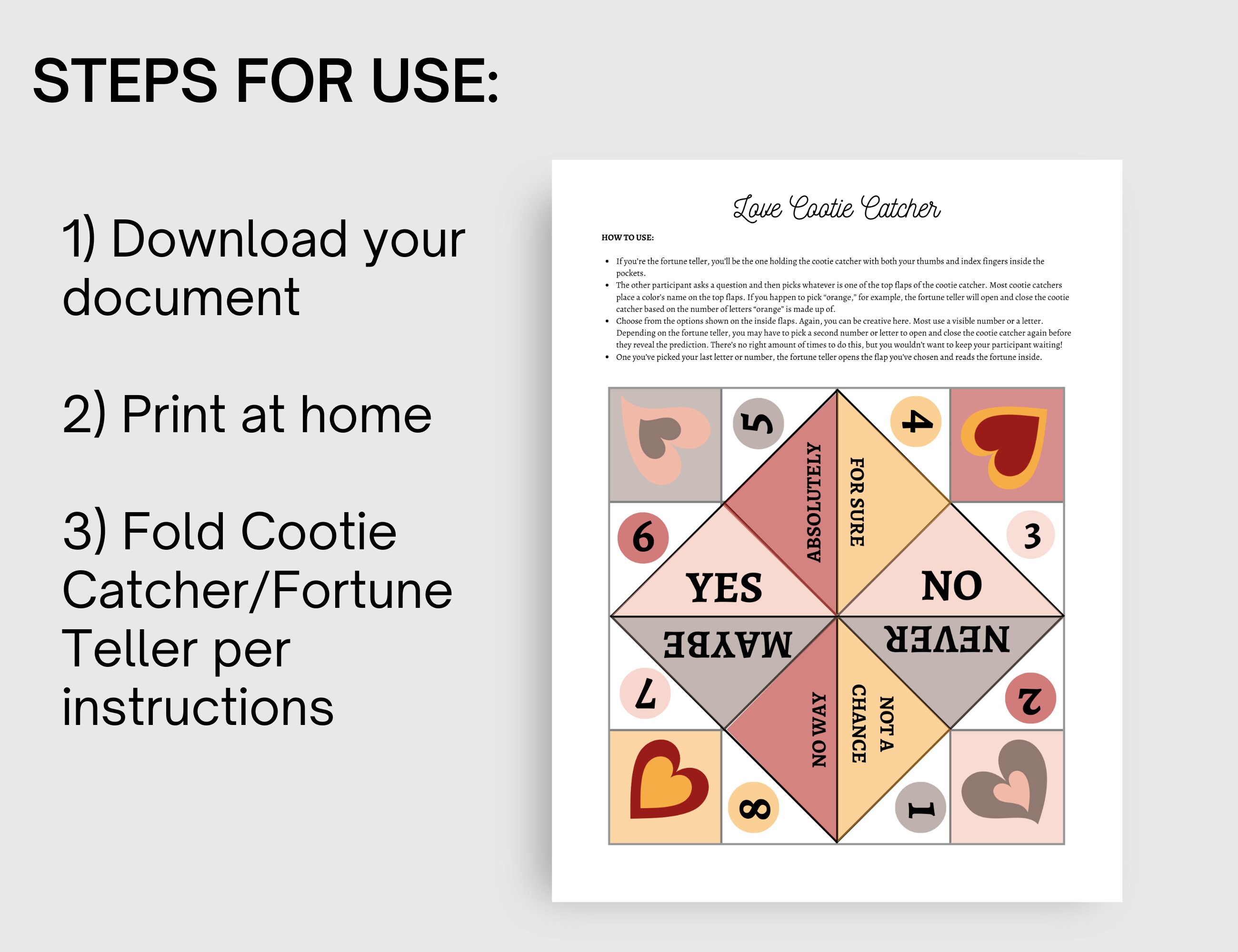 Valentine Cootie Catcher/fortune Teller Classroom Valentine Fun Love ...