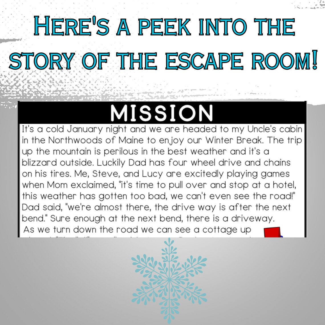 Escape the Blizzard Escape Room| Escape Room PDF| Escape Room Kit ...