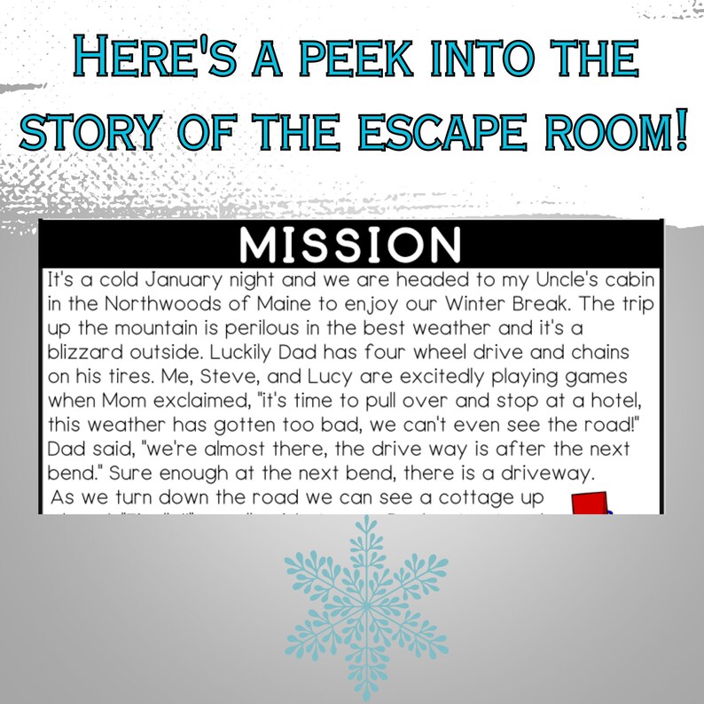 Escape the Blizzard Escape Room| Escape Room PDF| Escape Room Kit ...