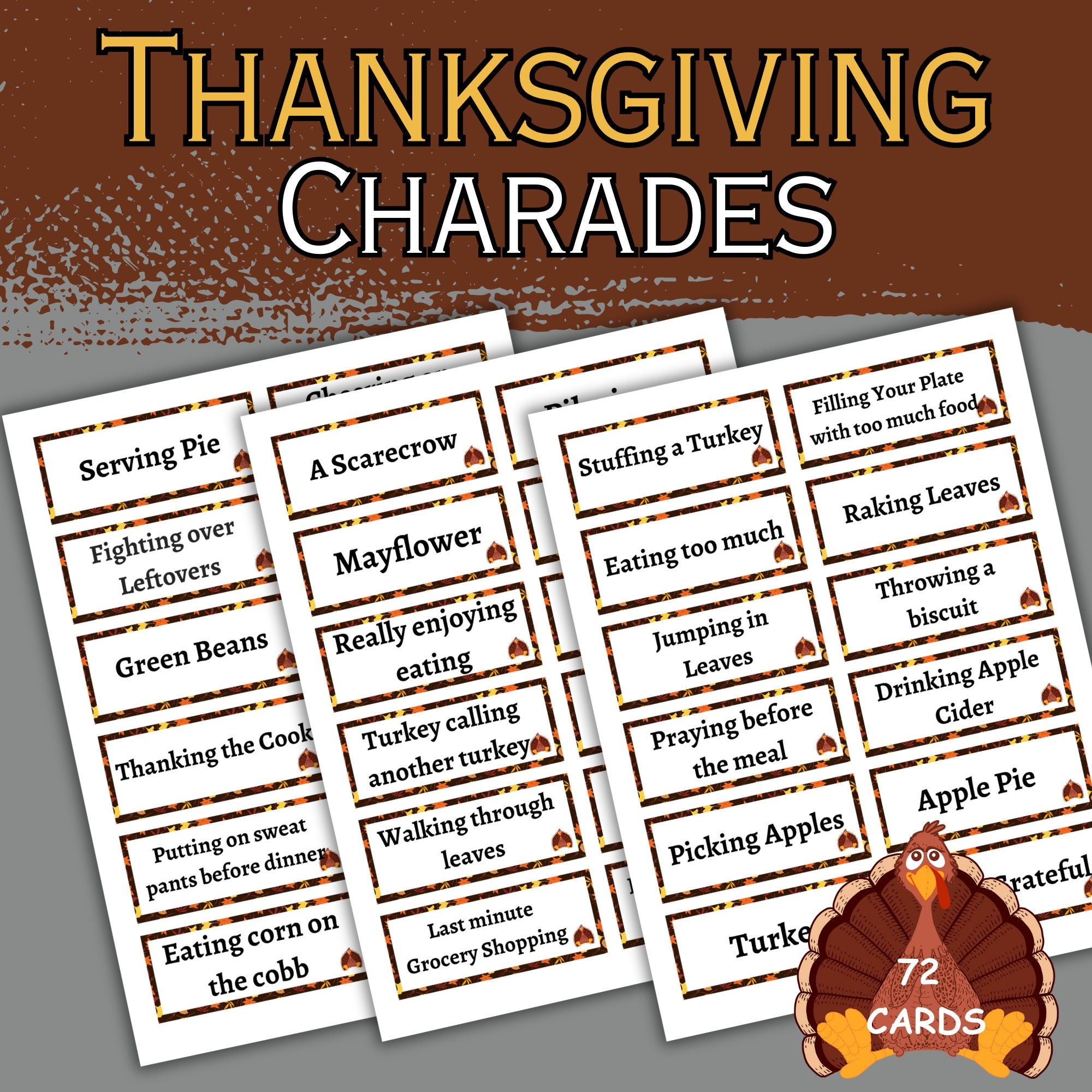 Thanksgiving Charades| Thanksgiving Charades for Families| Thanksgiving ...