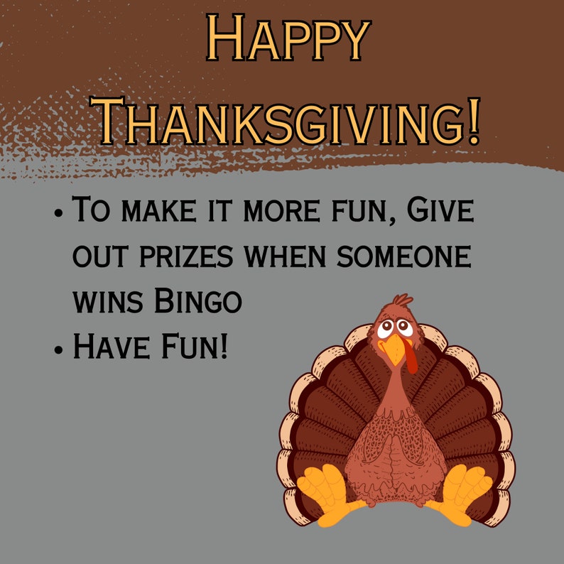 Thanksgiving Bingo Fall Bingo Printable Thanksgiving Games for Adults ...