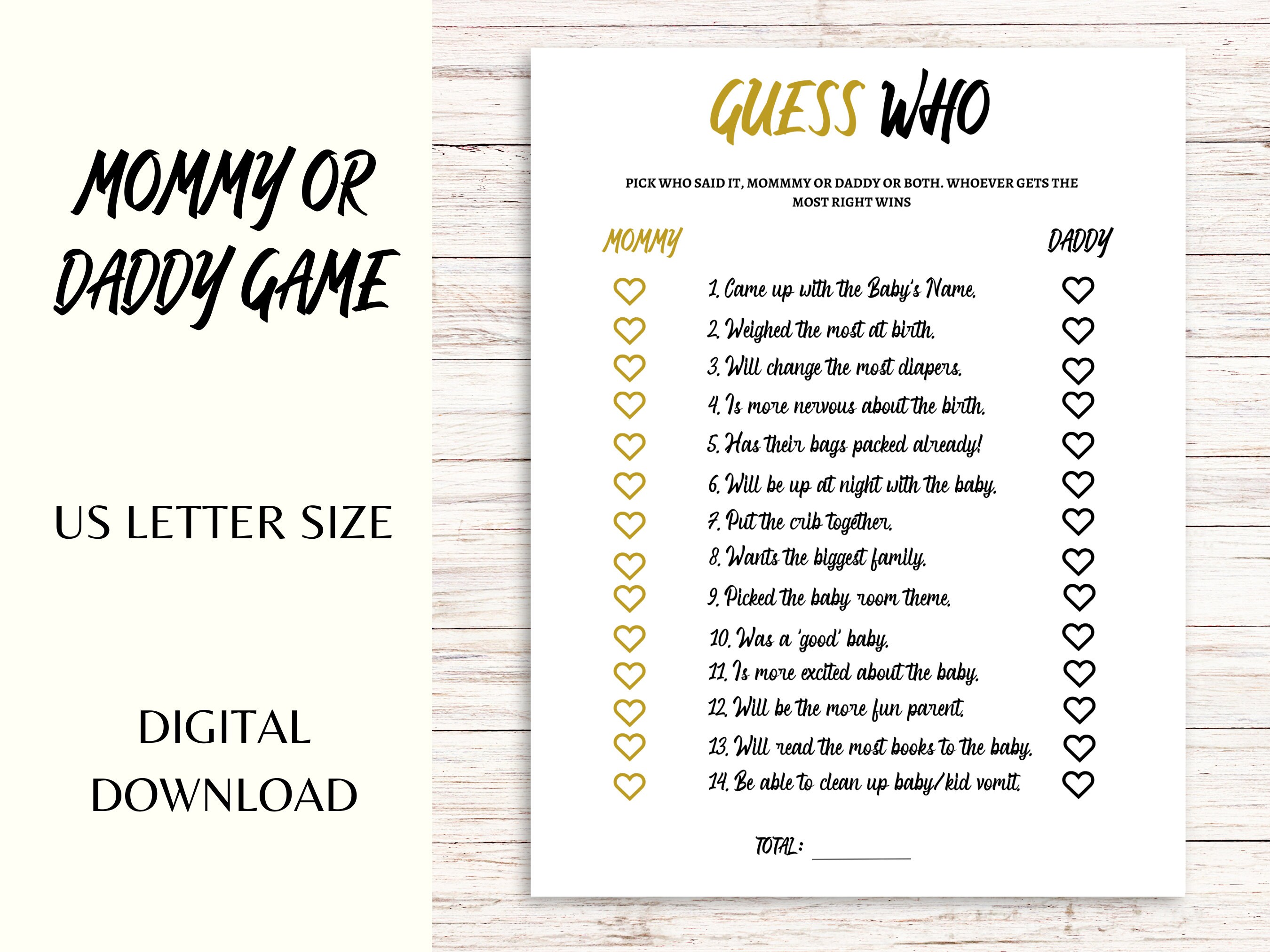 Funny Baby Shower Games Bundle Minimalist Baby Shower Games Bundle Gold ...