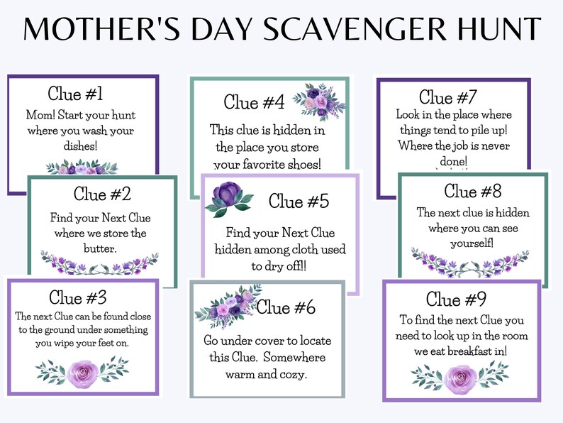Mother's Day Scavenger Hunt| Mother's Day Game Printable| Mother's Day ...