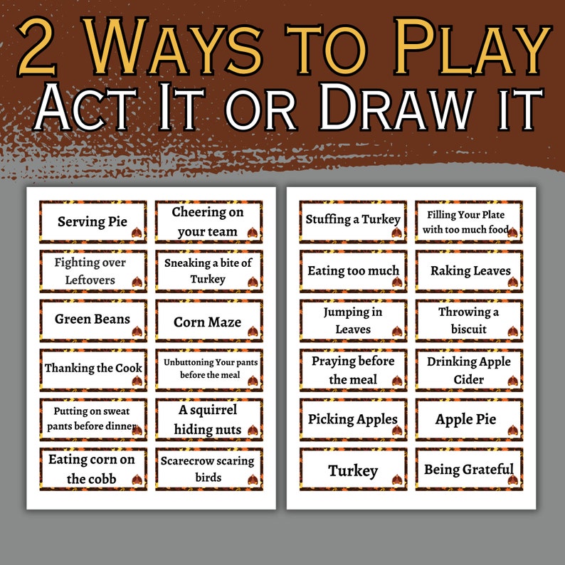 Thanksgiving Charades| Thanksgiving Charades for Families| Thanksgiving ...