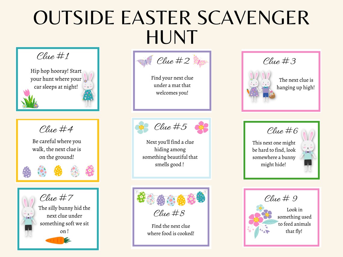 Easter Scavenger Hunt for Kids Outside Outside Easter Treasure Hunt for ...