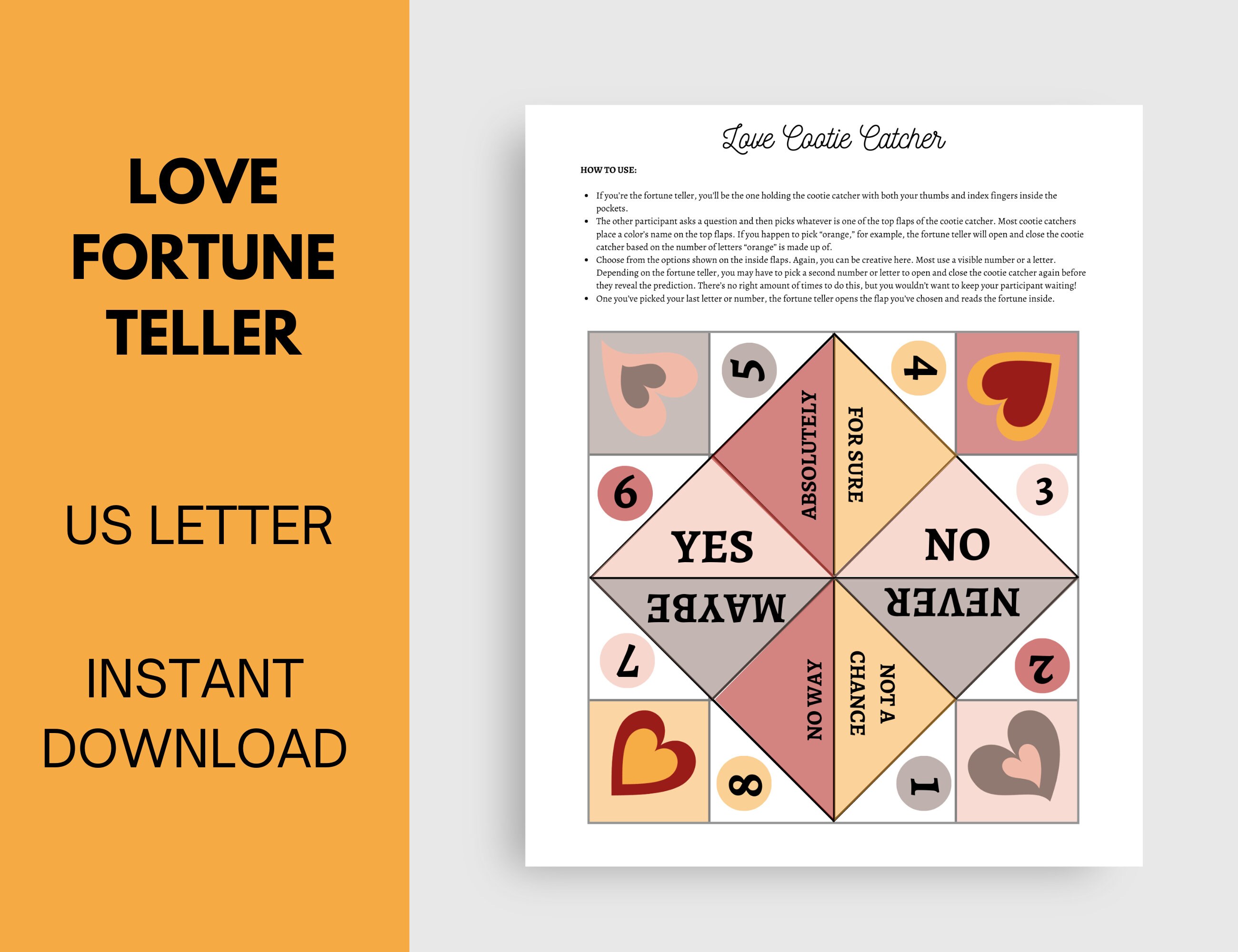 Valentine Cootie Catcher/fortune Teller Classroom Valentine Fun Love ...