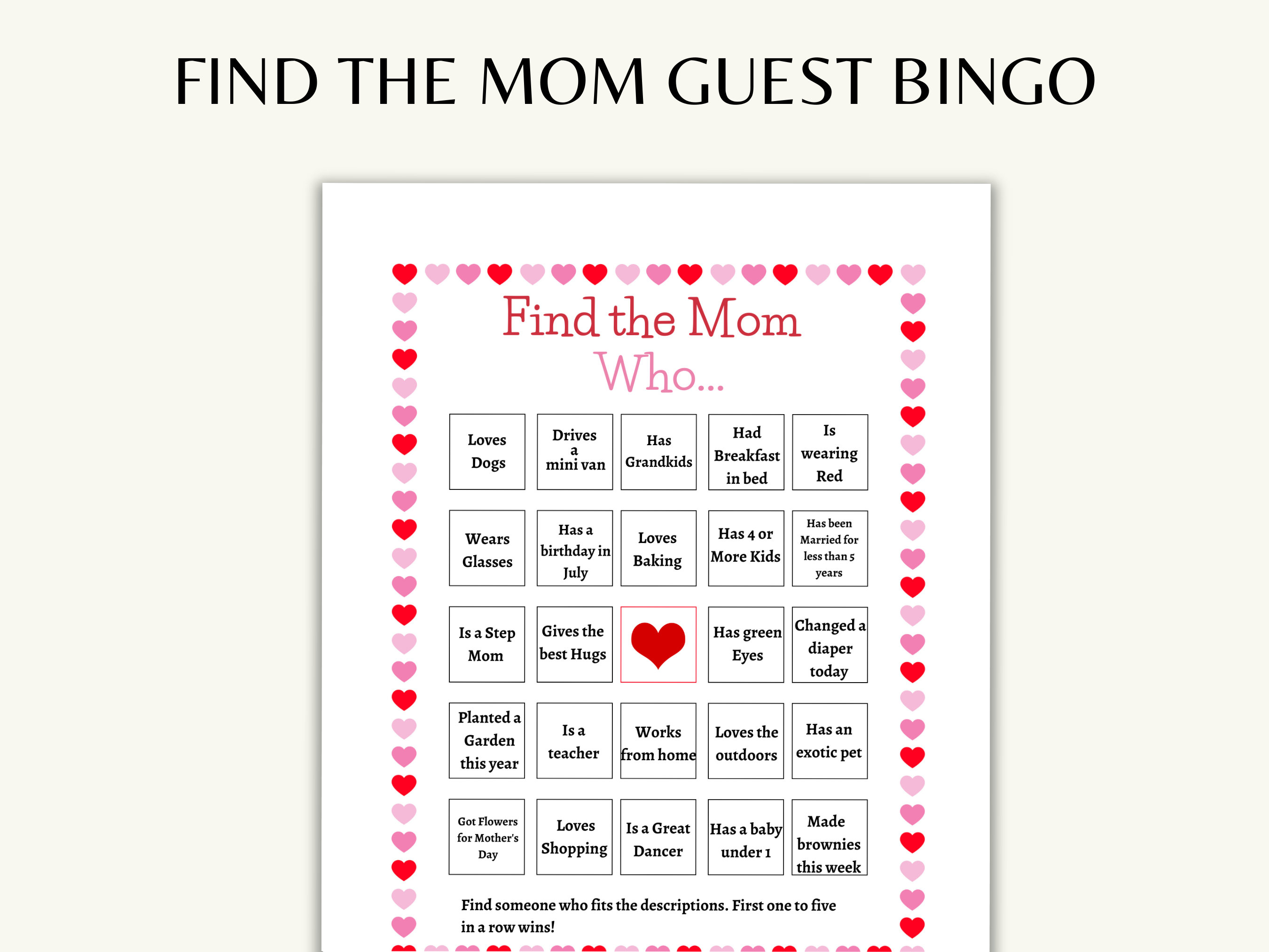 Find the Guest Bingo| Find the Mom Who Bingo| Mother's Day Bingo ...