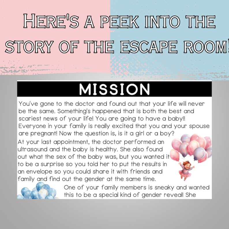 Gender Reveal Escape Room| Printable Escape Room for Kids| Gender ...