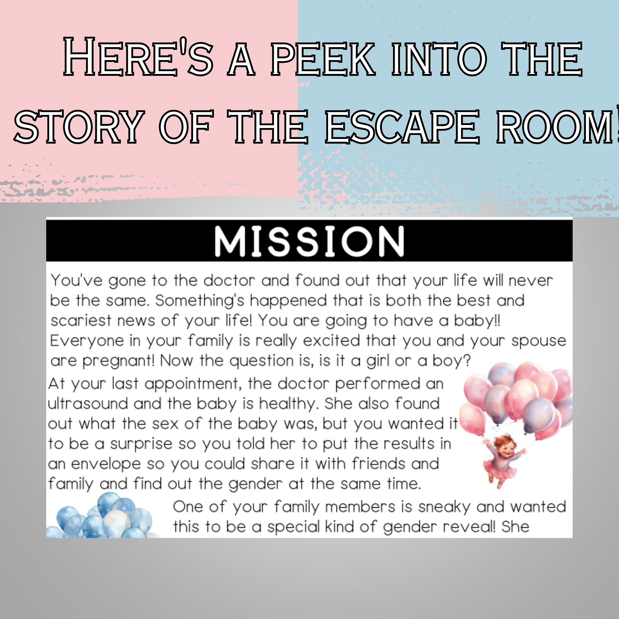 Gender Reveal Escape Room| Printable Escape Room for Kids| Gender ...