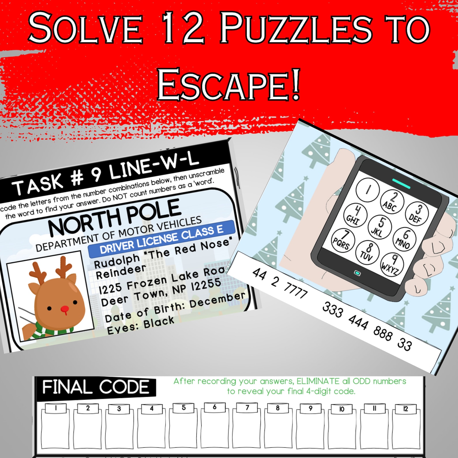 Christmas Escape Room Kids| Christmas Escape Room Kit| Printable Escape ...