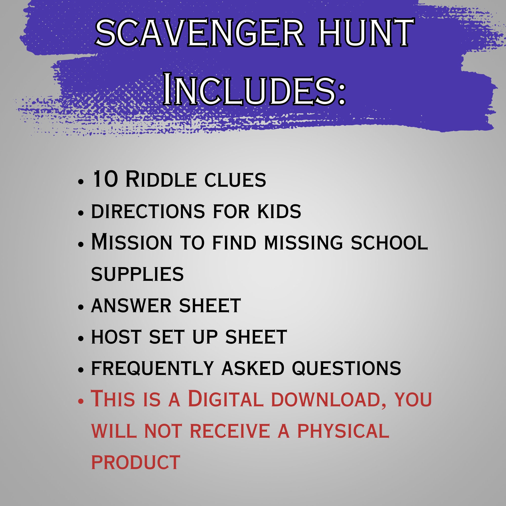 Back to School Scavenger Hunt Treasure Hunt for Kids School Supply ...