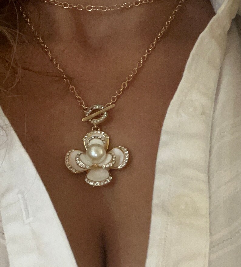 Designer Pearl Necklace Long Pearl Camellia Necklace - Etsy