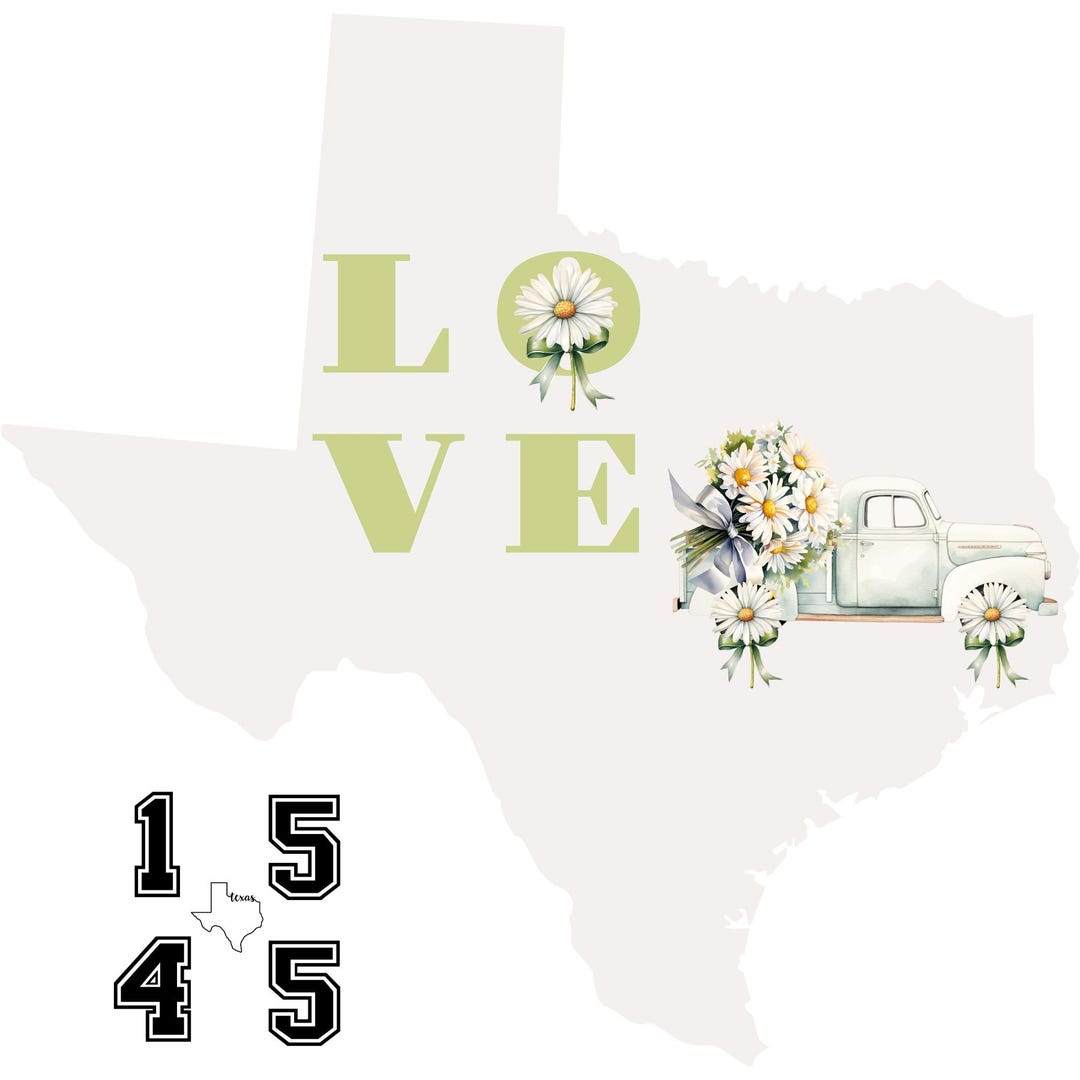 Texas Liebe Daisy Truck SVG, Texas Umriss, State Pride, Schnittdatei ...