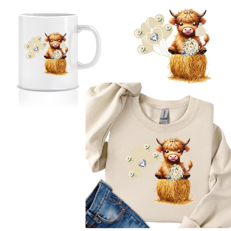 April Birthstone Highland Cow PNG | Diamond Gemstone Shirt Design ...