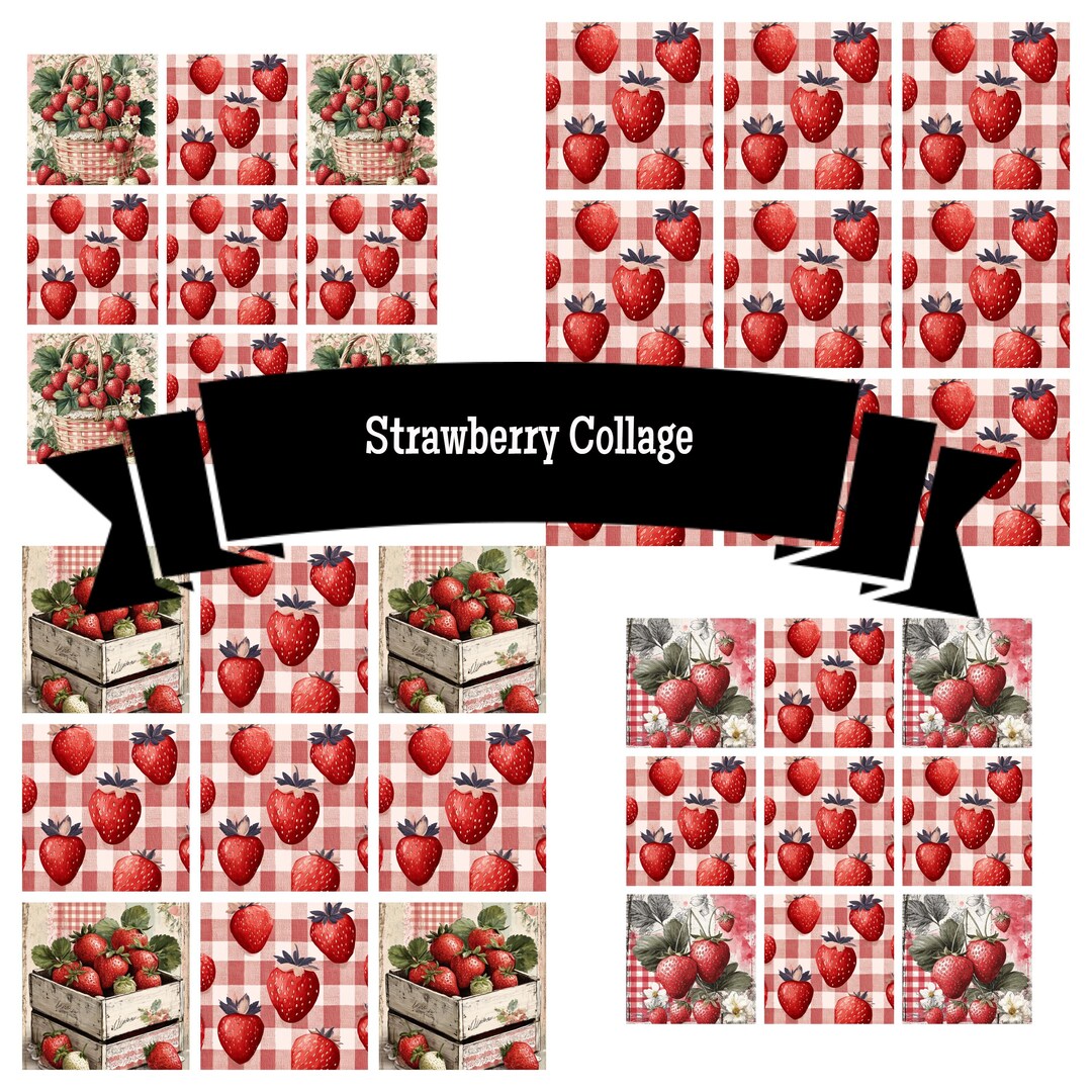 Strawberry Collage Templates |bundle PNG Designs | Strawberry Digital ...