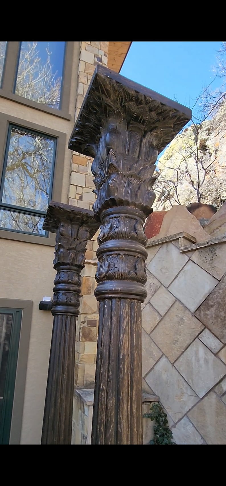 Decorative Teak Column - Brown - Etsy