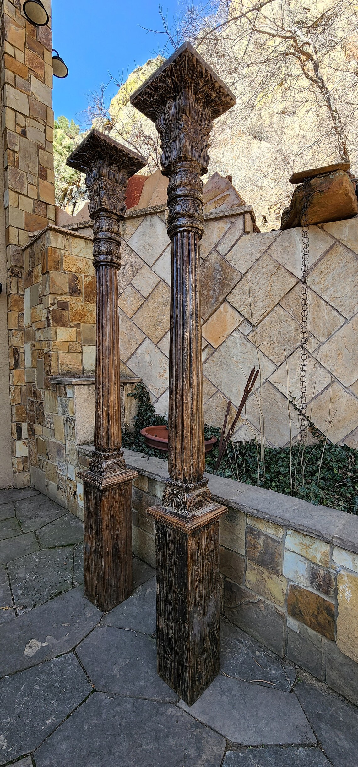 Decorative Teak Column - Brown - Etsy