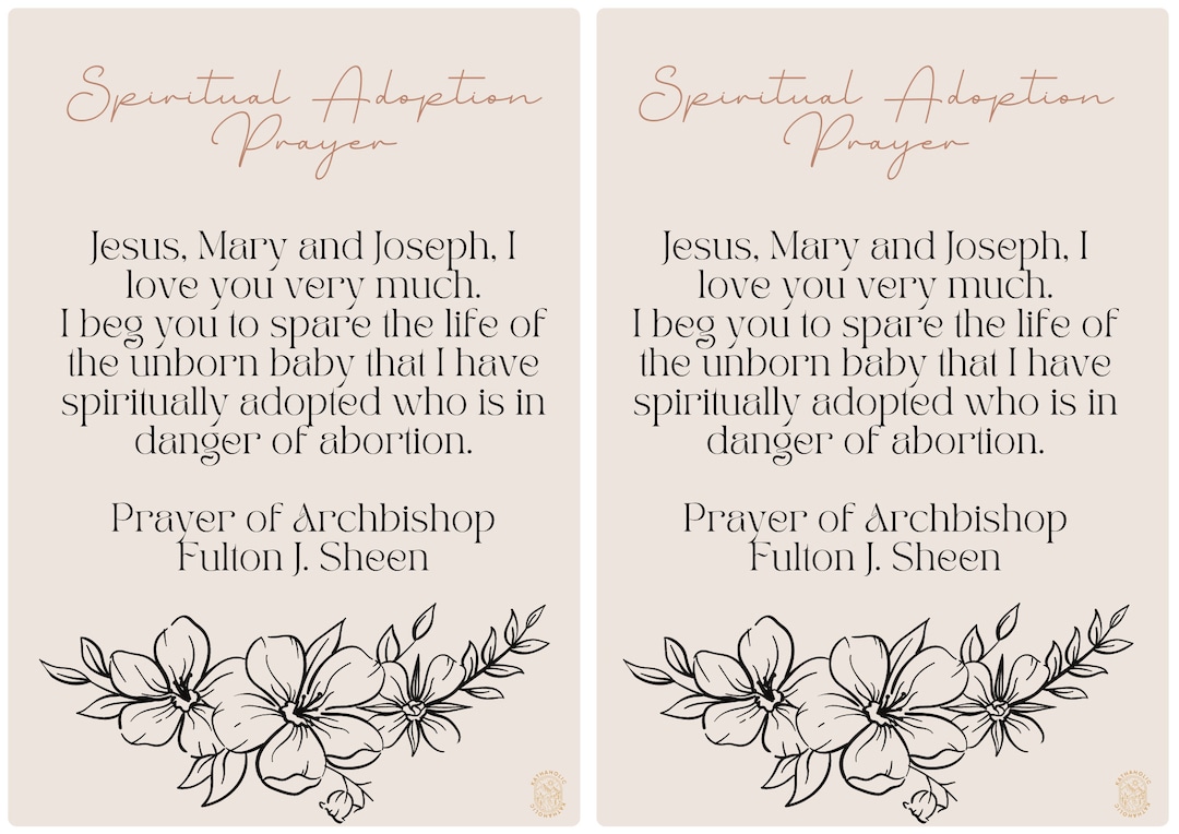 Spiritual Adoption Prayer Card - Etsy