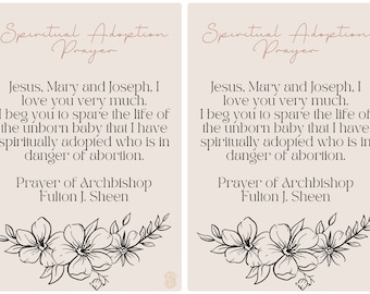 Pro Life Spiritual Adoption of an Unborn Child Prayer Card - Etsy