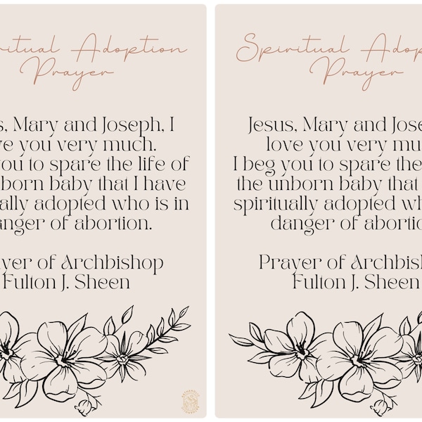 Spiritual Adoption Prayer Card - Etsy