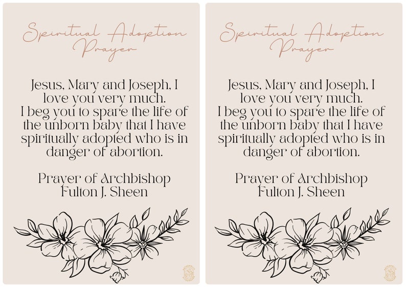 Spiritual Adoption Prayer Card - Etsy Canada