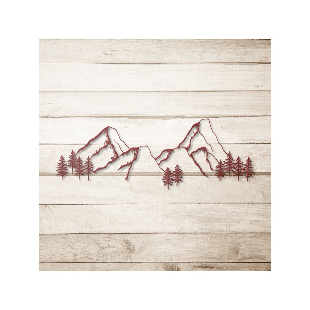 Mountain Range Metal Wall Art, Forest Metal Wall Art, Mountain Metal ...