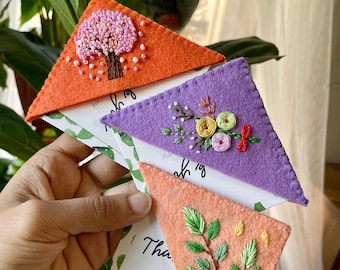 Custom Hand Embroidered Corner Bookmark - Etsy