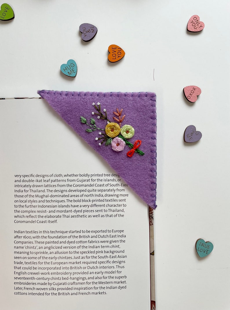 Custom Hand Embroidered Corner Bookmark Felt Page Marker - Etsy