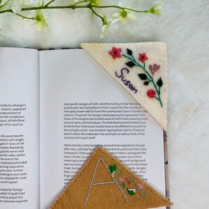 Embroidered Custom Corner Bookmark, Handmade Embroidery, Gift for Book ...