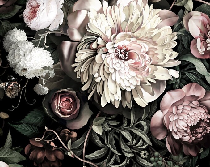 Dark Floral II Wallpaper - Etsy