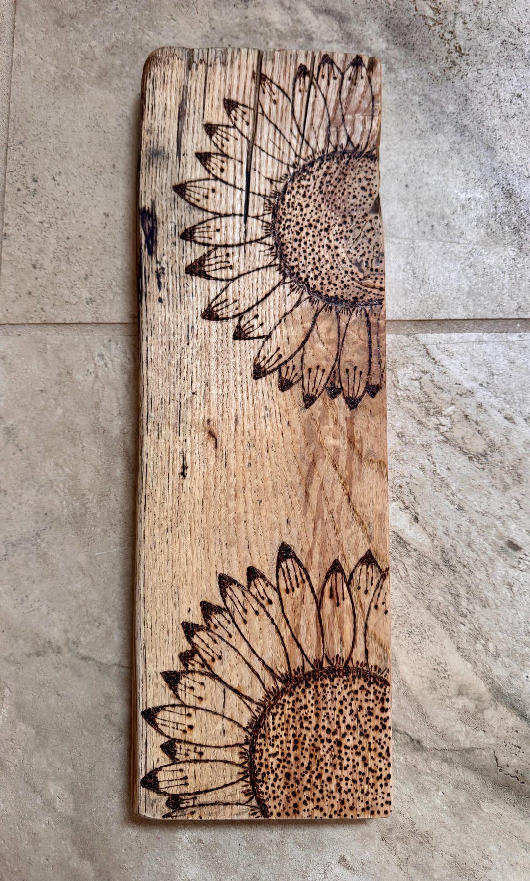 Sunflower Wood Burning Wall Art Rustic Recycled Upcycled Pyrography ...