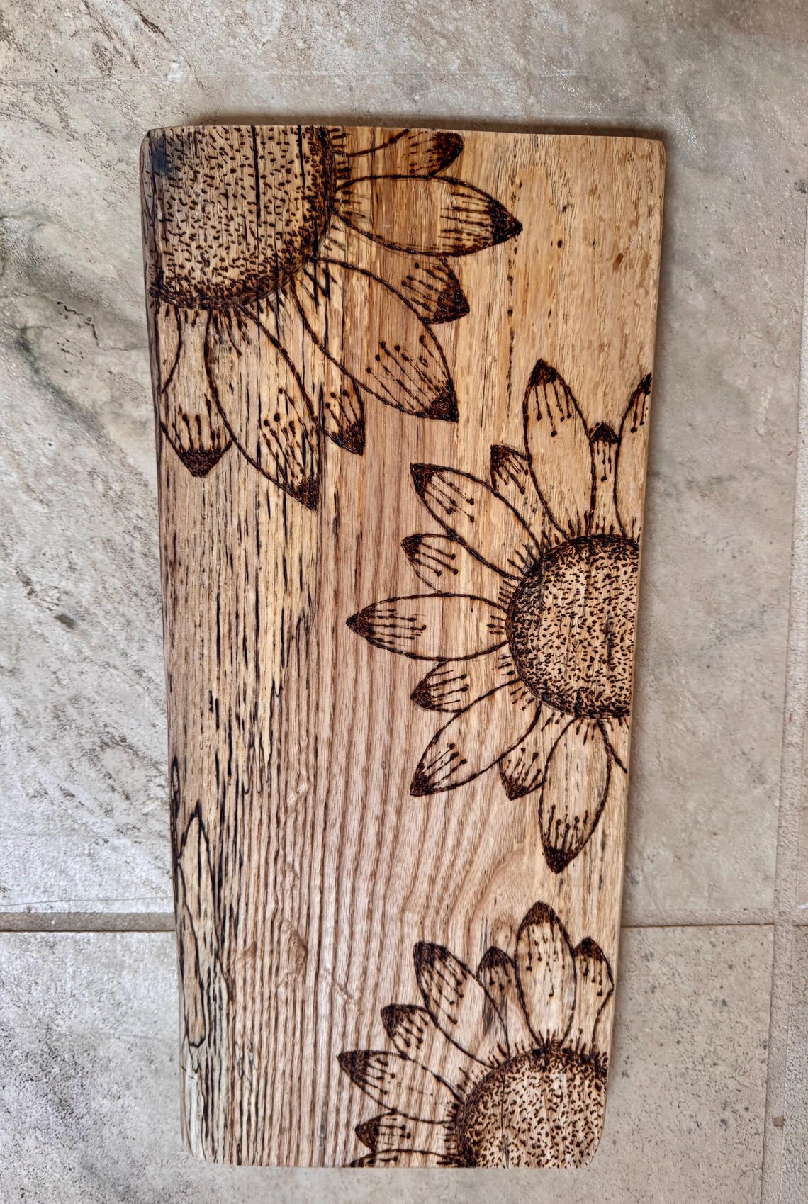 Sunflower Wood Burning Wall Art Rustic Recycled Upcycled Pyrography ...