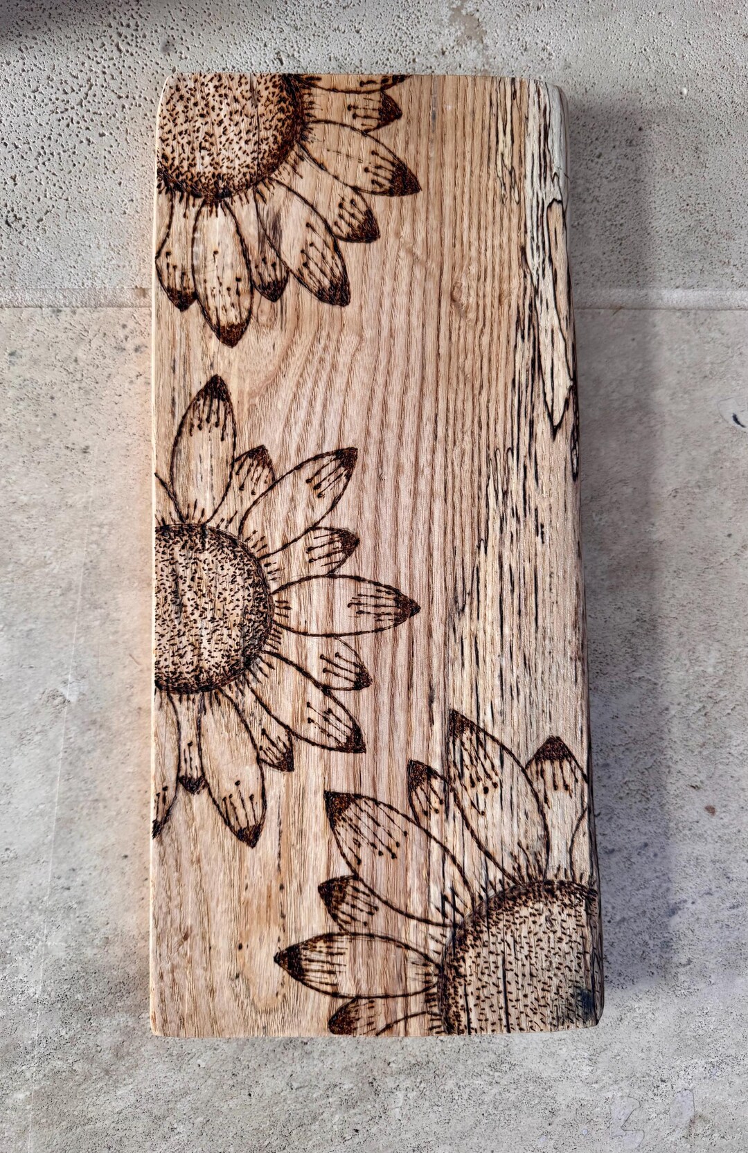 Sunflower Wood Burning Wall Art Rustic Recycled Upcycled Pyrography ...