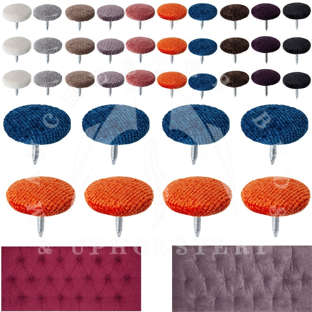 Velvet Covered Upholstery Fabric Buttons Nail Back Headboards Sofas ...