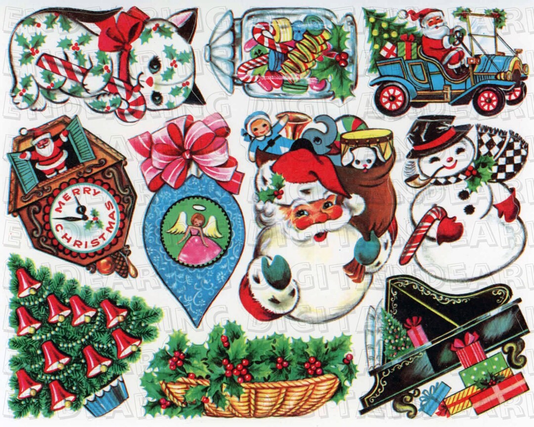 Vintage 1960s Sticker Sheet Christmas Santa Frosty 5x4 Digital Download ...