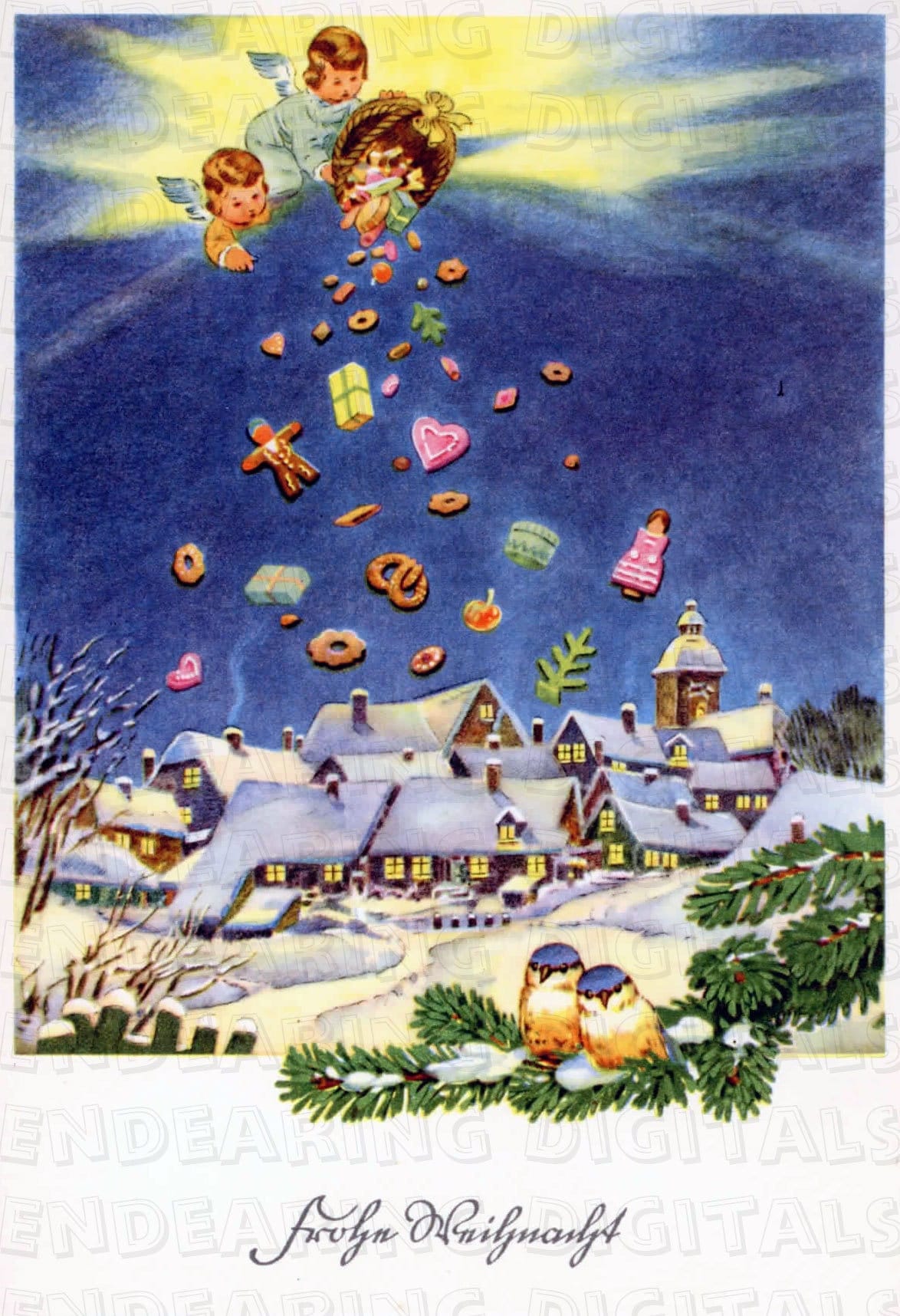 Vintage German Christmas Angels 1950s Christmas Mid Century Digital ...