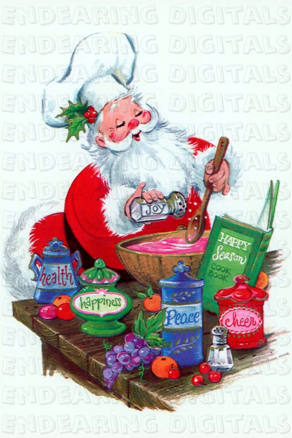 Vintage Santa Chef Christmas Card 1960's Mid Century 6 X 4 - Etsy